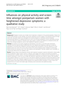 Influences on physical activity and screen time amongst postpartum women with heightened ...